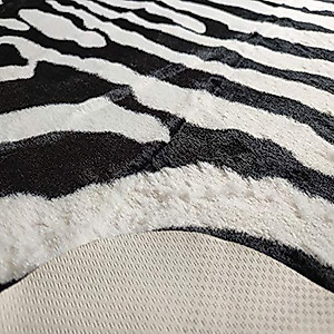 JACCAWS Faux Fur Zebra Hide Rug,4.6 x 5.2 Feet Zebra Skin Area Rug Non-Slip Zebra Rug for Home. (4.6'x5.2', Zebra)