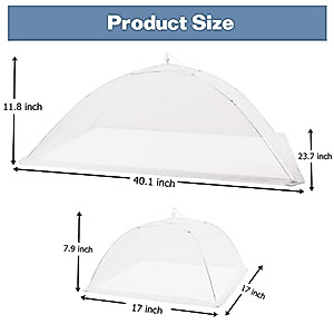 Kerally 5 Pack Mesh Food Cover Set, 1 Jumbo (40”x24”) & 4 Large (17”x17”) Pop-Up Food Nets/Food Covers For Indoor Outdoors, Reusable and Collapsible, Fly Covers