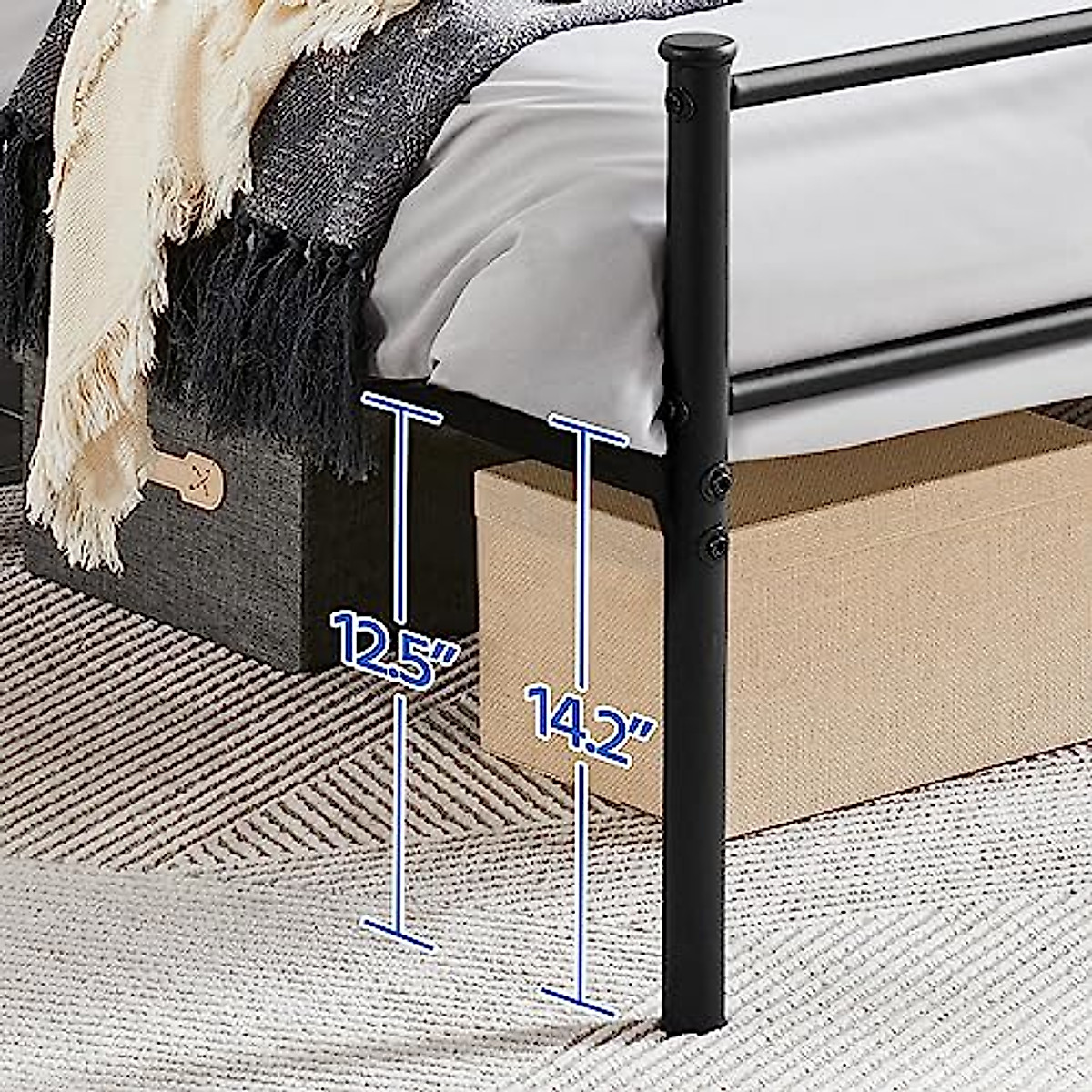 Yaheetech California King Bed Frames Metal Platform Bed with Headboard and Footboard for Bedrooms No Box Spring Needed Easy Assembly,Ground Clearance: 12.6"/Black/California King Bed
