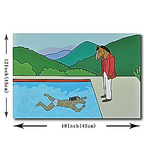 LKMSWK BoJack Horseman Poster David Hockney He Watches He’s Swimming Wall Art Poster Scroll Canvas Painting Picture Living Room Decor Home Framed/Unframed 12x18inch(30x45cm)
