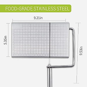 JONINGER Cheese Slicer, Stainless Steel Cheese Cutter with Scales Cheese-Slicer Board with 5 Replacement Wires