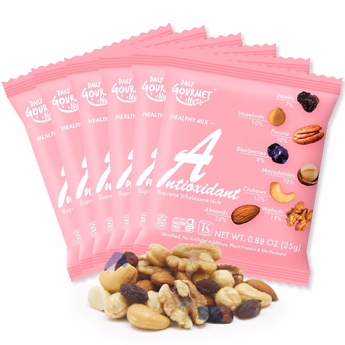 Daily Gourmet Nuts - Unsalted Mixed Nuts Snack Packs/Individually Wrapped Snacks/Nut Snacks/No Peanuts/Healthy Trail Mix Individual Packs/Deluxe Assorted Snacks