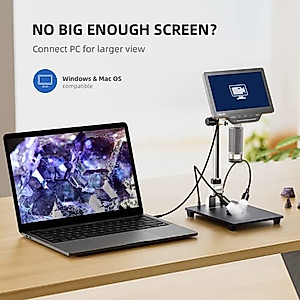 TOMLOV 7'' Digital Microscope 1200X,LCD Digital Microscope for Entire Coin View, Coin Microscope Compatible Mac/Windows, Adults Soldering Microscope with 8 LED, 32GB TF Card, Remote Control, DM201 SE