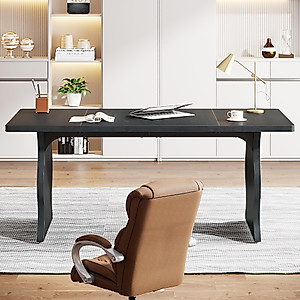 Tribesigns 63-Inch Large Executive Desk, Modern Computer Office Desk Workstation, Double PC Gaming Writing Table Home Office Desk with Sturdy Legs,Black