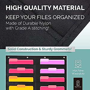 Heavy Duty Storage Pocket Chart for Classroom and Office, 20 Pockets, 4 Over Door Hangers Included, Hanging Wall File Organizer for File Folders, School Mailbox, Home/Office Papers & More (Black)