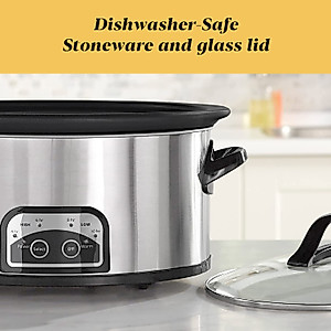 6 Quart Electric Slow Cooker - Auto Warm Setting and Programmable Controls - Stainless Steel
