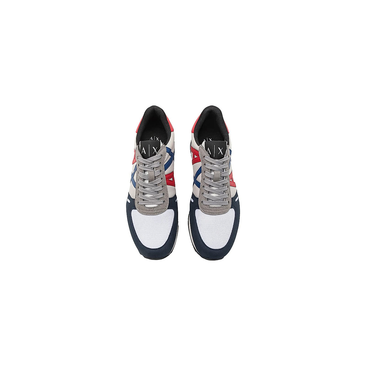 A | X ARMANI EXCHANGE Men's Retro Trainer Sneaker, Navy + Grey + LT, 8