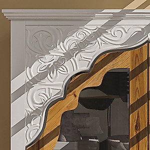 DiDuGo Storage Cabinet with Doors and Shelves, Decorative Storage Cabinet with Drawer, Distressed Art Decor Cabinet Farmhouse Tall Cabinet White and Oak (31.5”W x 15.7”D x 70.9”H)