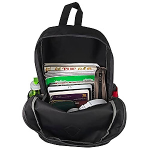 19 Inch School Backpacks with Mesh Side Pockets – Basic Large Solid Color Backpacks for Kids, Men, Women, Travel (Black/Yellow)