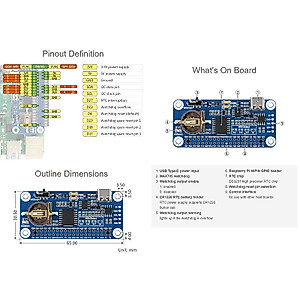 Waveshare RTC WatchDog HAT for Raspberry Pi Auto Reset High Precision RTC Real time clock Compatible with Jetson Nano