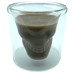 Viktorwan Skull Glasses, Shot Glasses,Funny Crystal Drinking Cup,Creative Whiskey Glasses,Double Wall Cool Beer Cup for Wine Cocktail Vodka,Home Halloween Party Bar Gift, set of 4 (25ml)