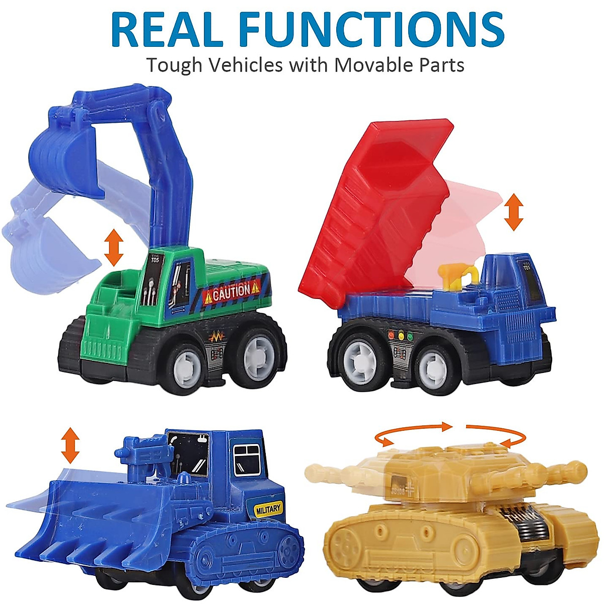 36 PCS Mini Pullback Vehicles Toy Pocket Cars Mega Set for Kids - Pull Back Plastic Miniature Construction Truck, Military Vehicle, Race Car, Fighter Jets Gift Assortment