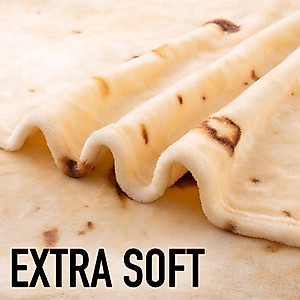 Zulay Burritos Tortilla Blanket Wrap - Double Sided Large 60 inches Blanket - Holiday Novelty Blanket - Soft Flannel Round Blanket Premium 280 GSM - Fun White Elephant Gift for Adults