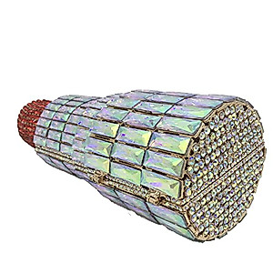 AMTFBY Women Crystal Rhinestone Lipstick Shape Evening Bags Purses Clutch Vintage Banquet Handbag for Wedding Cocktail Party Silver 2