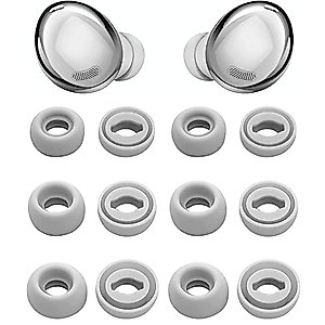 BLUEWALL Ear Tips for Galaxy Buds Pro Headphones, Fit in Charging Case Earbud Tips Eartips Replacement for Galaxy Buds Pro SM-R190 Earbuds, S/M/L 6 Pairs, Phantom Silver