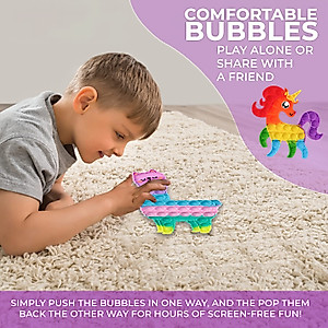 SOOTHE MIND Silicone Push Pop It Bubble Stress Relief Toy Purpose for Unisex Kids and Adults, Smiling Unicorn and Alpaca
