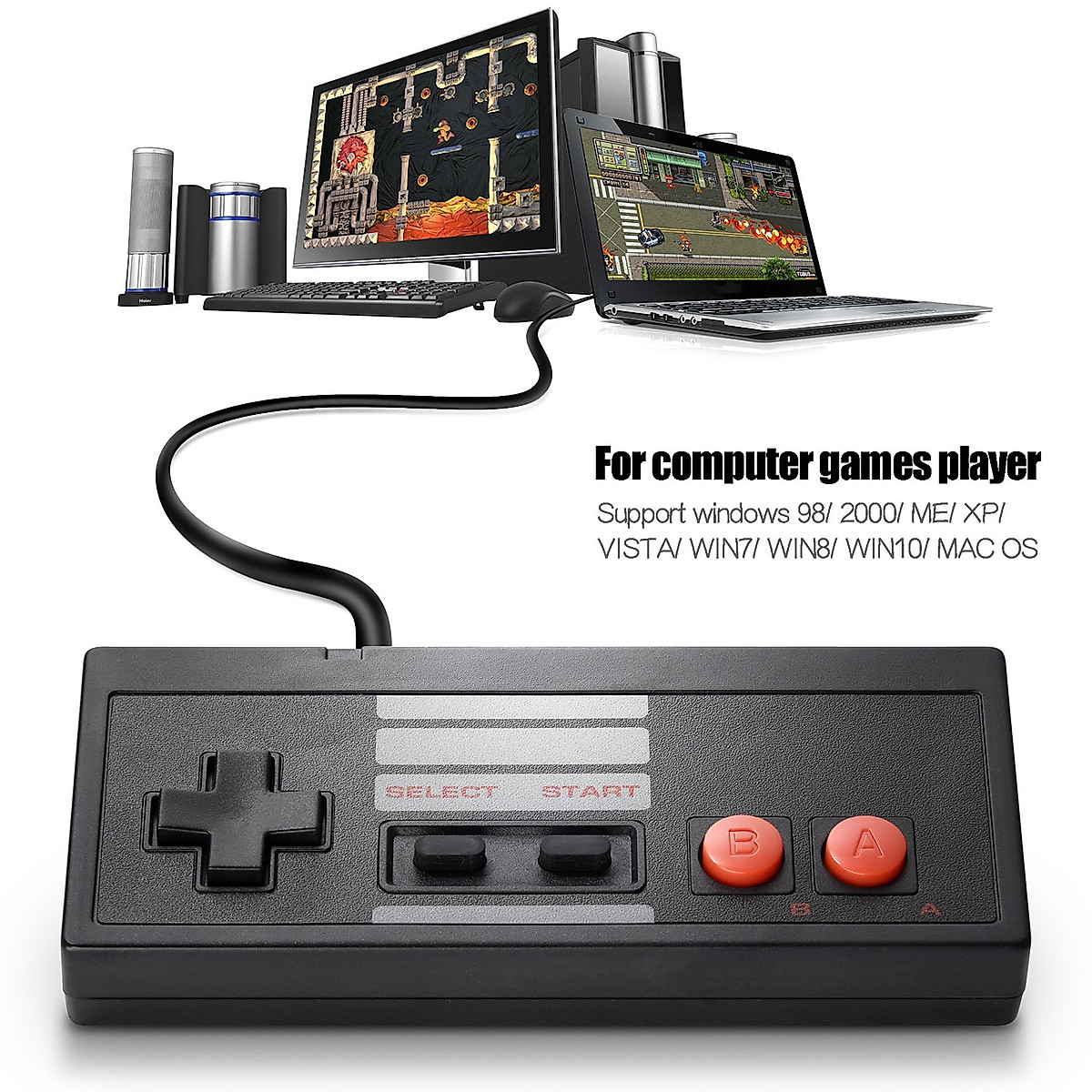 2 Pack Classic USB Controller for NES Gaming, miadore PC USB NES Controller Retro Game Pad Joystick Raspberry Pi Controller for Windows PC Mac Linux RetroPie NES Emulators