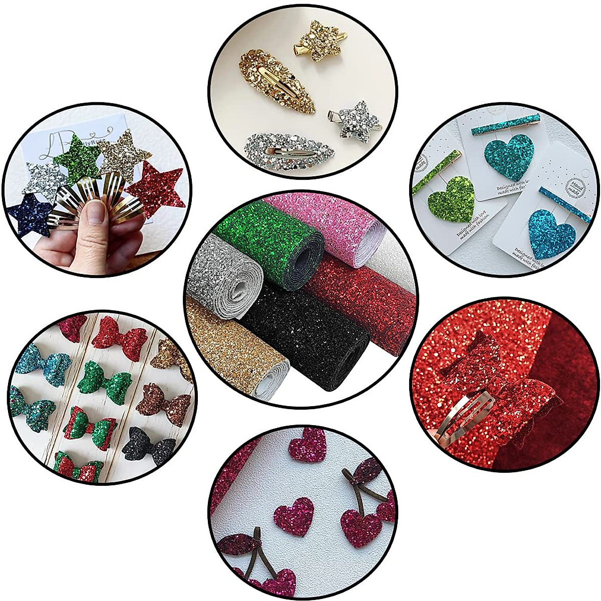 Solid Color Chunky Glitter Faux Leather Roll 12 x 53 Inch Sparkle Synthetic Sewing Fabric for Hair Bows Jewlery Making DIY Accessories (Gold)