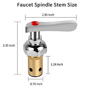 KWODE Brass Eterna Spindle Assembly Replacement Valve for Wall Mount Commercial Pre Rinse Faucet, Hot Side Lever Handle Faucet Stem Assembly Cartridge Faucet Valve, Red