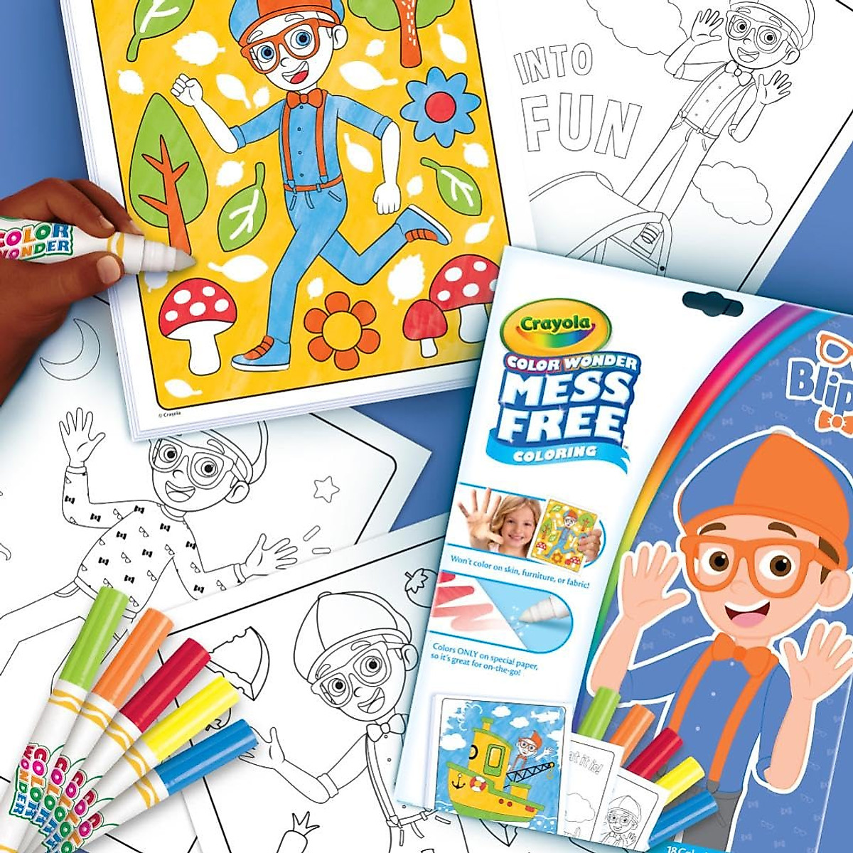 Crayola Blippi Color Wonder Coloring Set, 18 Blippi Mess Free Coloring Pages for Toddlers, Travel Activity, Toddler Toys & Gifts