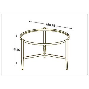 FINECASA Clear Coffee Table Round, 30 '' Modern Center Glass Table with Gold Metal Frame, Round Glass Top Coffee Table for Living Room, Glass Coffee Table with Clear Top (Gold)