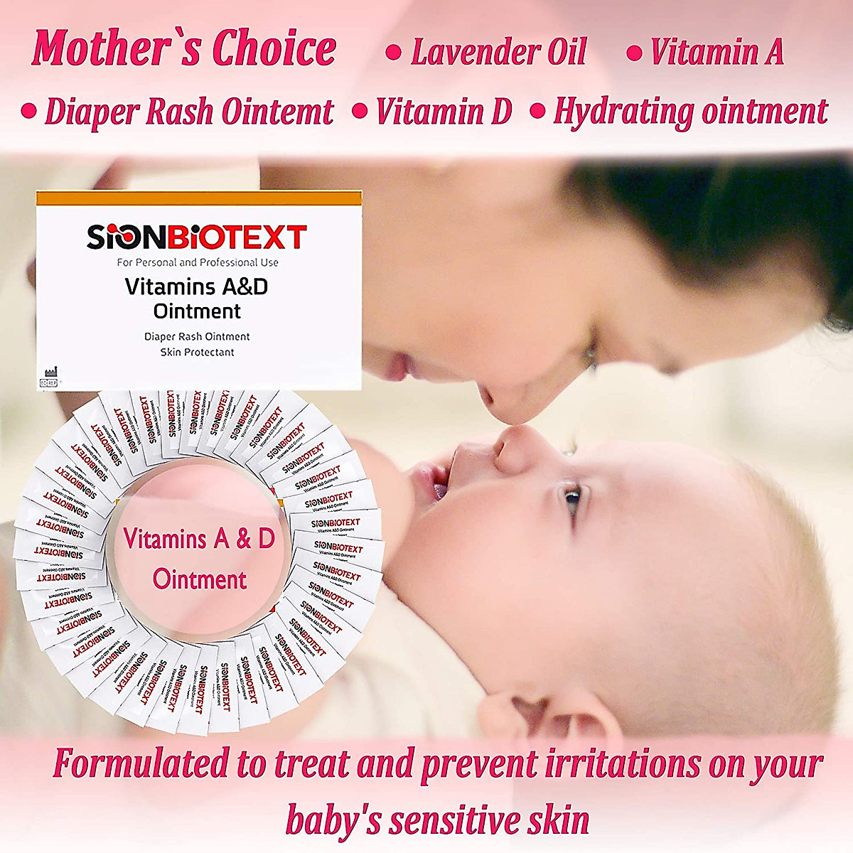 A and D Ointment By Sion Biotext Baby Diaper Rash Vitamin A + D Original Healing Cream Medical Moisturizer Intensive Therapy For Dry & Irritated Skin, Cuts, Burns Soothing Baby Care 144 packets