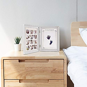 Hiverst Baby Keepsake Frame Kit, Shatterproof Baby First Year Frame in Delicate Package- Ideal Personalized Newborn Baby for Baby Shower, with Ink Pad Stamp & Stencil, 14.5" x 8.5"