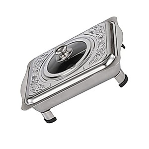 MARURY Dish Tray Chafing Dish Stainless Steel Buffet Pan with Lid Chafer Bowl Rectangular Serving Bowl Canteen Basin with Cover for Weddings Parties Banquets Catering Events Food Warmer