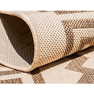 Unique Loom Outdoor Trellis Collection Area Rug - Stars (6' 1" x 9' Rectangle, Beige/ Brown)