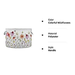 xigua Cotton Rope Basket Colorful Wildflowers Baby Laundry Basket Blanket Kids Toy Storage Basket