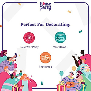 HOUSE OF PARTY New Year Paper Banner Pack - Cheers, Happy New Year, Triangle Banner - Silver Gold and Black Glitter New Years Decor NYE Decorations 2022