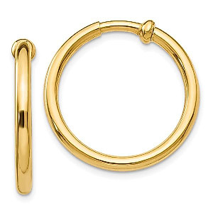 14K Yellow Gold Non Pierced Clip On Hoops Earrings