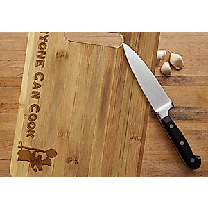 Hat Shark "Anyone Can Cook" Funny Laser Engraved Bamboo Cutting Board - Wedding, Housewarming, Anniversary, Birthday (12.75 x 9.25)
