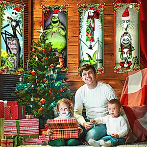 Nightmore Christmas Decorations Jack skellington Christmas Stretching Portraits Poster for Home Wall Decor Art Photo Hanging Banner