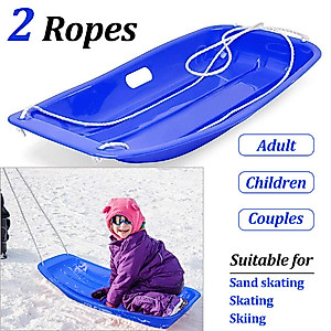 Atalawa Snow Sleds Toboggans, Sledges & Toboggans Heavy Duty Sledge Toboggan Sleigh Sled Plastic Unisex Ski Fun Board, 1 Pack Blue
