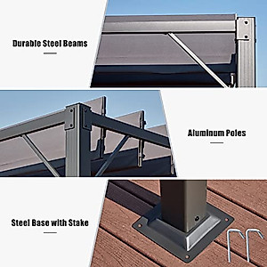 ECOTOUGE 10 x 13 Louvered Pergola with Aluminum Frame for Outdoor, Retractable Pergola Canopy Sun Shade with Adjustable Roof (UV Resistant) for Garden, Porch, Beach, Yard