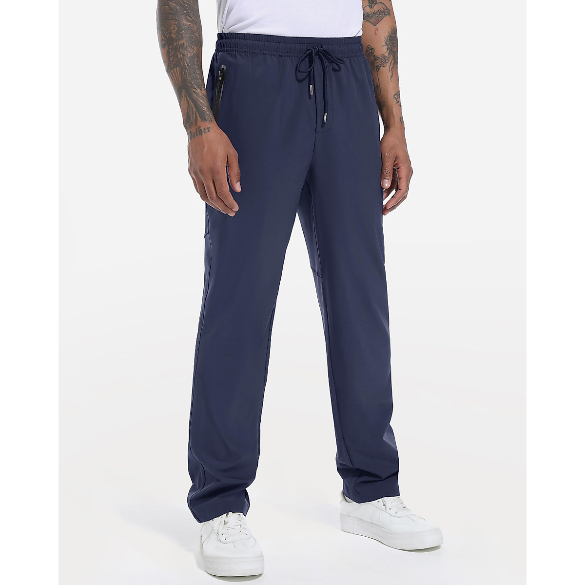 BIYLACLESEN Mens Sweatpants with Pockets Joggers for Men Sweat Pants Hiking Waterproof Pants Quick Dry Athletic Track Workout Pants Dark Blue 38