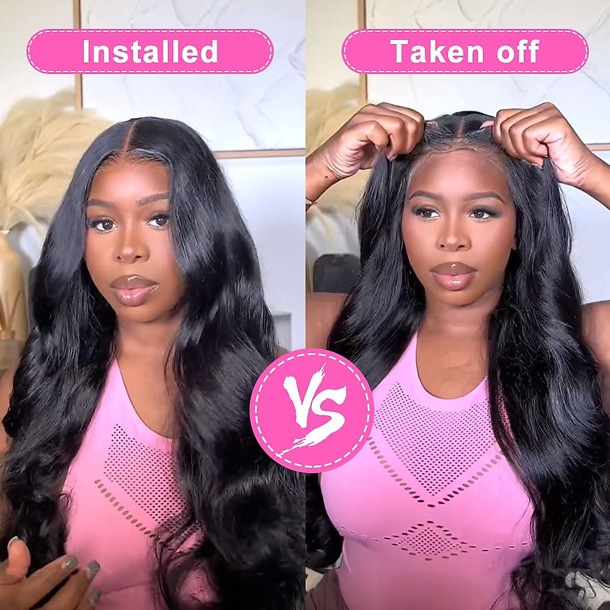 Uveous 26 Inch Glueless Wigs Human Hair Pre Plucked/Cut Wear and Go Wig 180 Density 5x5 Hd Lace Closure Wigs Human Hair Body Wave Hd Lace Front Wigs for Women Frontal Wigs