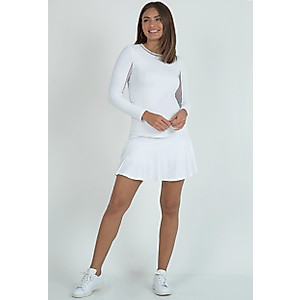 IBKUL Athleisure Wear Sun Protective UPF 50 Icefil Cooling Tech Long Sleeve Crew Neck Top with Under Arm Mesh – 83000 Candy Pink Solid L