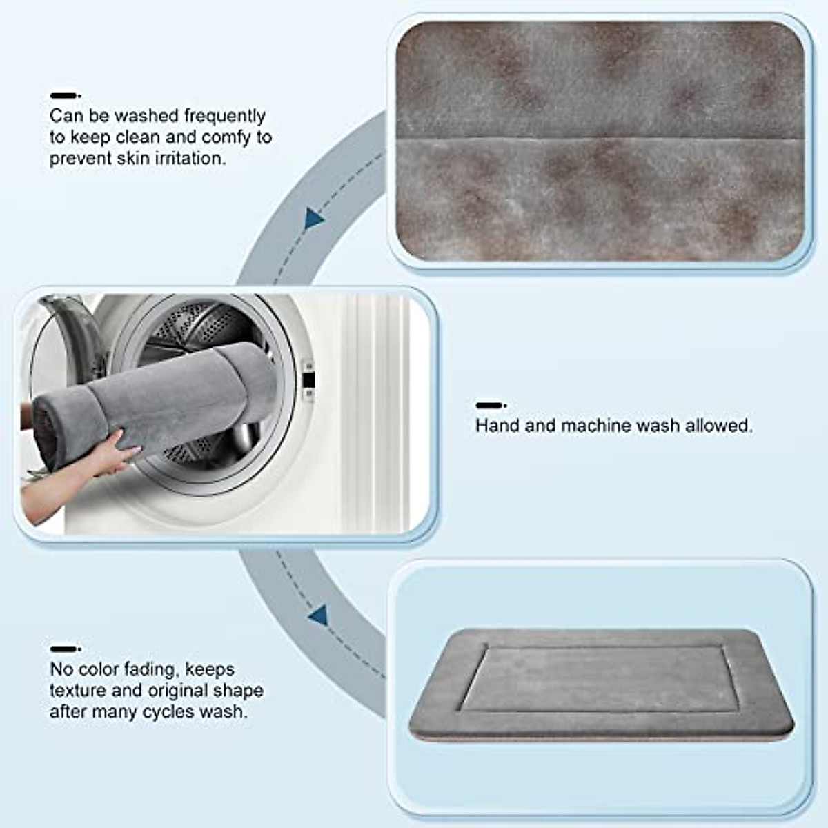 JoicyCo Dog Bed Crate Pad Mat Soft Mattress 42 in Non-Slip Washable Pet Dog Beds for Large Dogs Kennel Pad, Clay Gray L