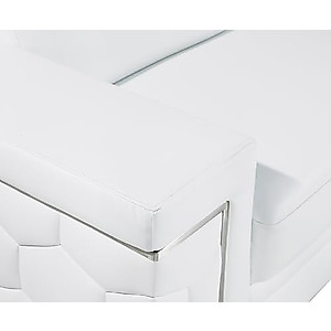 Blackjack Furniture Soren 3 Piece Leather Upholstered Adjustable Headrests, Solid Brazilian Wood Frame and High Density Foam Cushioning, Sofa and Loveseat, White