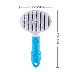 Cat Grooming Brush, Self Cleaning Slicker Brushes for Dogs Cats Pet Grooming Brush Tool Gently Removes Loose Undercoat, Mats Tangled Hair Slicker Brush for Pet Massage-Self Cleaning (Blue)