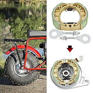 GREHUA Upgrade CG125 105mm Drum Brake Shoe Pad Green Chain Tensioner Adjuster Kit for 212cc 196cc 6.5hp CT200U-EX BT200X CT200U Trail Massimo MB200 Baja Warrior MB165 CRF70 Mini Bike Parts Motorsports
