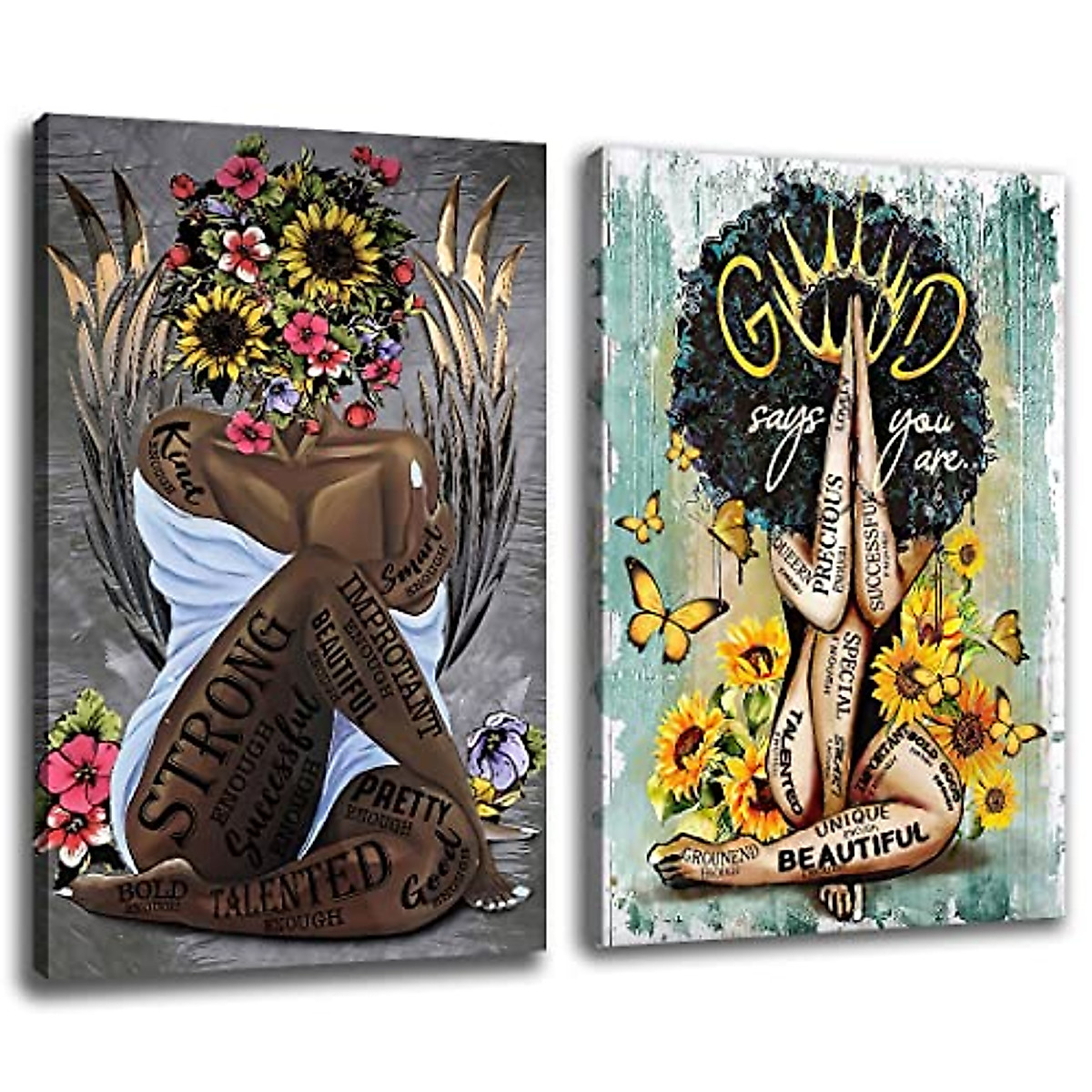 African American King And Queen Wall Art Decor Afro Women Portrait Abstract Canvas Paintings Pictures Prints Bathroom Artwork Posters For men Wall Bedroom Decor For Couples Living Room (No Frame Black Woman, 16x24in(40x60cm))