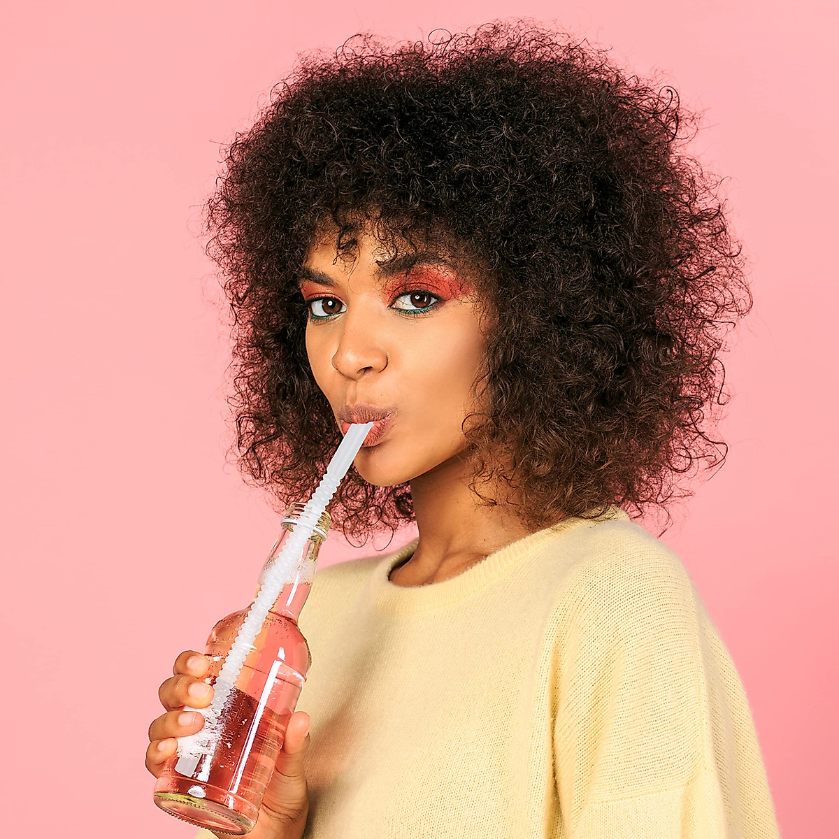 Bendable Straws - 11 inch Long Flexible Straws - Bendy Drinking Straws Reusable - 14 Pack