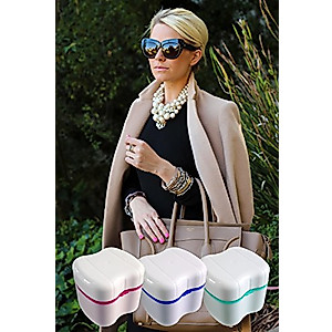 Kdgtebo Gus Craft Handy Denture Box Storage for Dental Care, Easy to Open, Store and Retrieve. (Golden Lily)