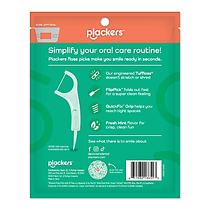 Plackers Micro Line Dental Floss Picks, Fold-Out FlipPick, Tuffloss, Easy Storage with Sure-Zip Seal, Fresh Mint Flavor, 150 Count