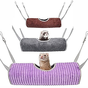 3 Pack Ferret Hanging Tunnel Hammock Warm Swinging Bed for Ferret Guinea Pig Sugar Glider Rats Squirrel Small Animal Hideout Tube Toys Cage Accessories (3 Pack)