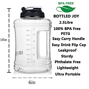 VENNERLI Half Gallon Water Jug 2 Liters Large Sports Water Bottle with Handle Reusable BPA-Free 64 OZ Plastic Gallon Water Jug Wide Mouth for Home Drinking Outdoor Gym Hiking Fitness