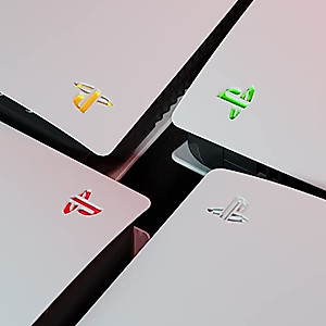 PlayVital Custom Vinyl Decal Skins for ps5 Console, Logo Underlay Sticker for ps5 Console Disc Version & Digital Version - 8 Chrome Shiny Colors & 4 Gradient Styles